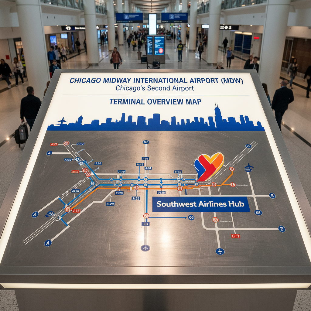 Chicago Midway Airport Map with Terminal Layout and Gates - Airport ...